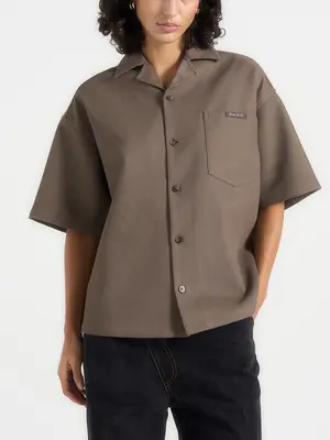 Manière De Voir Signature Twill Boxy Shirt - Olive