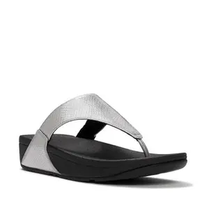 Fitflop Lulu Metallic Snake Toe-post Sandals - Silver