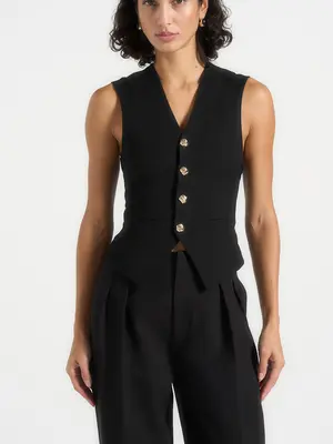 Manière De Voir Tailored Cinched Waistcoat Black