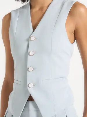Manière De Voir Tailored Cinched Waistcoat - Light Blue