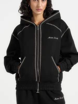 Manière De Voir Ollie Whipstitch Zip Hoodie - Black