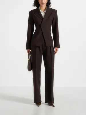 Manière De Voir Beatrice Tailored Cinched Blazer - Dark Brown