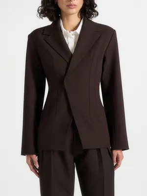 Manière De Voir Beatrice Tailored Cinched Blazer - Dark Brown