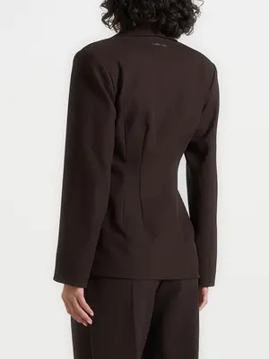 Manière De Voir Beatrice Tailored Cinched Blazer - Dark Brown