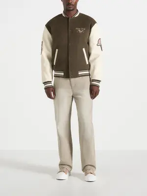 Manière De Voir Equestrian Wool-blend Varsity Jacket - Olive