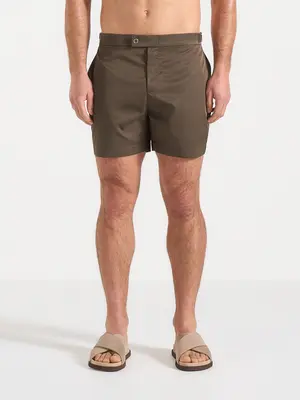 Manière De Voir Brian Polished Nylon Swim Shorts - Olive