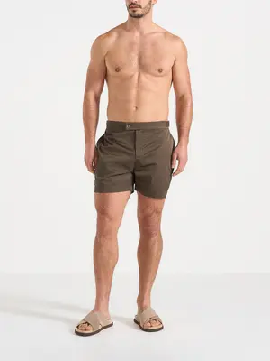 Manière De Voir Brian Polished Nylon Swim Shorts - Olive
