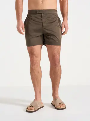 Manière De Voir Brian Polished Nylon Swim Shorts - Olive