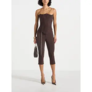Manière De Voir Capri Leggings With Eiffel Detail - Brown