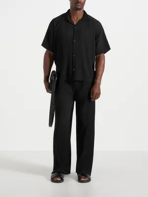 Manière De Voir Pleated Wide Leg Pants - Black