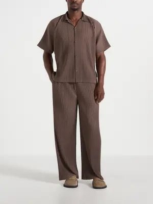 Manière De Voir Pleated Wide Leg Pants - Brown