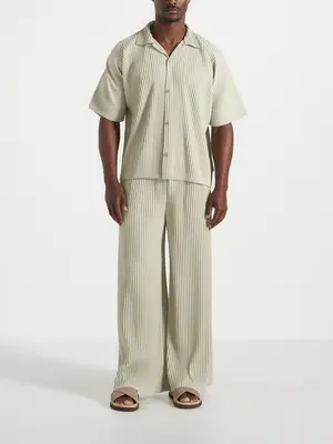 Manière De Voir Pleated Wide Leg Pants - Sage