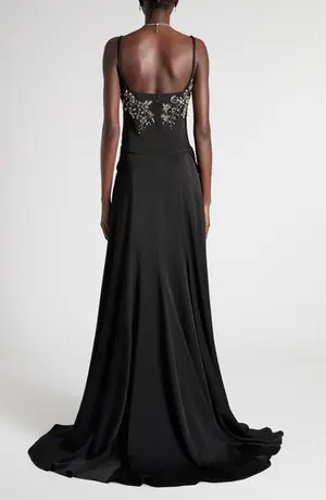 Alexander McQueen Embellished Draped Crepe Gown