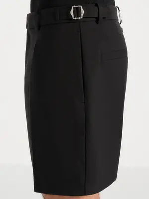 Manière De Voir Tailored Pleated Shorts With Belted Waist - Black