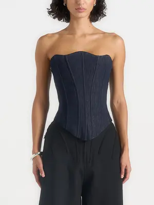 Manière De Voir Scarlett Denim Lace Up Corset