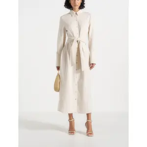 Manière De Voir Fern Linen Midi Shirt Dress - Natural