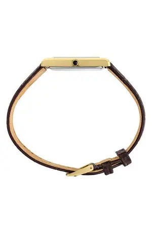 SEIKO WATCHES Essentials Tank Leather Strap Watch