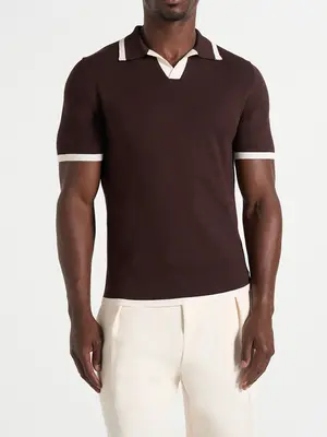 Manière De Voir Lambert Contrast Detail Knit Polo - Brown