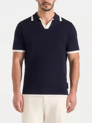Manière De Voir Lambert Contrast Detail Knit Polo Navy