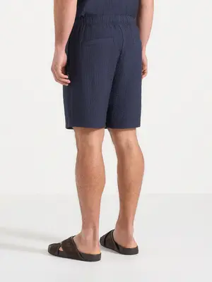 Manière De Voir Maniere De Voir Textured Drawstring Shorts - Navy
