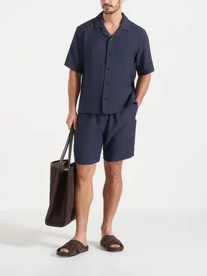 Manière De Voir Maniere De Voir Textured Drawstring Shorts - Navy