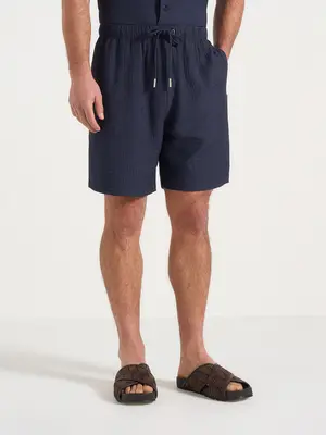 Manière De Voir Maniere De Voir Textured Drawstring Shorts - Navy