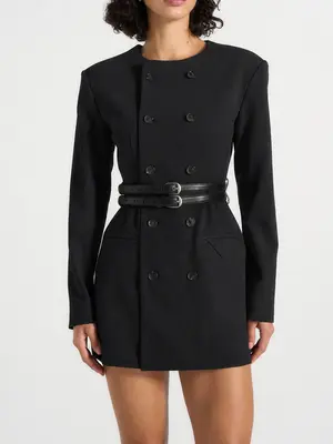 Manière De Voir Sierra Double Breasted Belted Mini Blazer Dress - Black