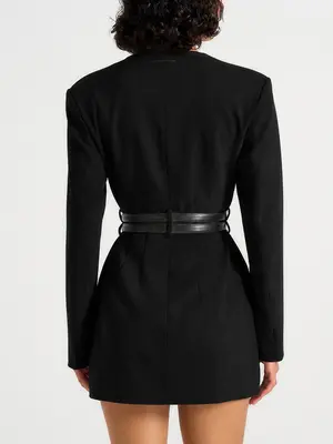Manière De Voir Sierra Double Breasted Belted Mini Blazer Dress - Black