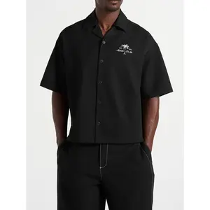 Manière De Voir Manière De Voir Boxy Shirt With Embroidered Detail Black