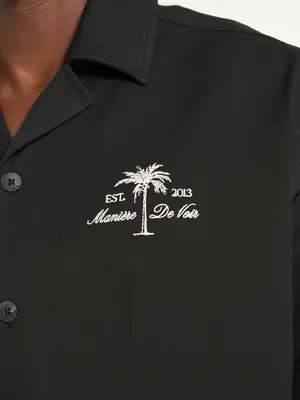 Manière De Voir Boxy Shirt With Embroidered Detail - Black