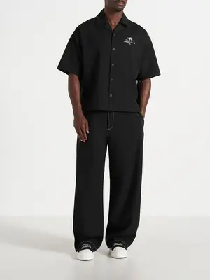 Manière De Voir Boxy Shirt With Embroidered Detail - Black