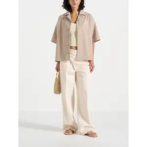 Manière De Voir Boxy Shirt With Embroidered Detail - Taupe