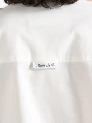 Manière De Voir Oversized Cropped Cotton Shirt With Classic Collar And Button Closure