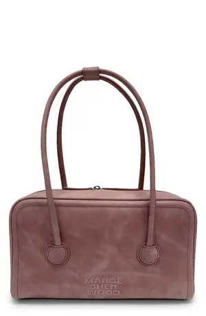 MARGESHERWOOD Soft Boston Small Nubuck Leather Shoulder Bag - Tea Rose Pull-up