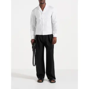 Manière De Voir Valen Embroidered Closure Long Sleeve Shirt - White
