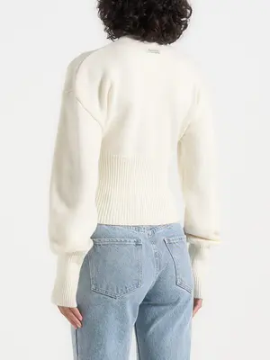 Manière De Voir Maniere De Voir Knitted Cinched Waist Cardigan - Cream