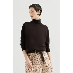 Brunello Cucinelli Brunello Cucinelli Cashmere Turtleneck Sweater With Monili Coffee