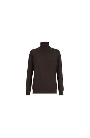 Brunello Cucinelli Cashmere Turtleneck Sweater With Monili - Coffee