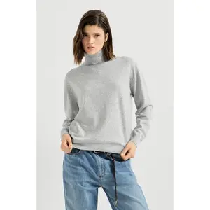 Brunello Cucinelli Cashmere Turtleneck Sweater With Monili - Pebble