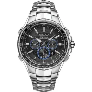 SEIKO WATCHES Seiko Coutura Radio Sync Solar Chronograph Bracelet Watch - Black
