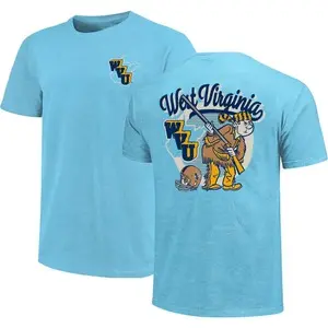 IMAGE ONE West Virginia Mountaineers Throwback Retro Badge Script T-shirt - Light Blue