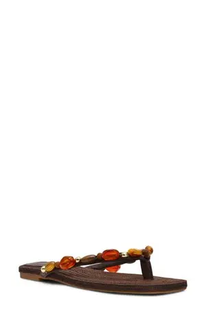 Steve Madden Embellished Flip Flops - Brown Multi
