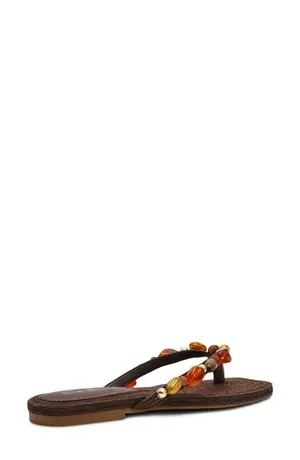 Steve Madden Embellished Flip Flops - Brown Multi