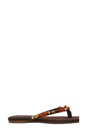 Steve Madden Embellished Flip Flops - Brown Multi