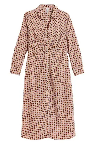 RIVER ISLAND Geometric Print Midi Shirtdress
