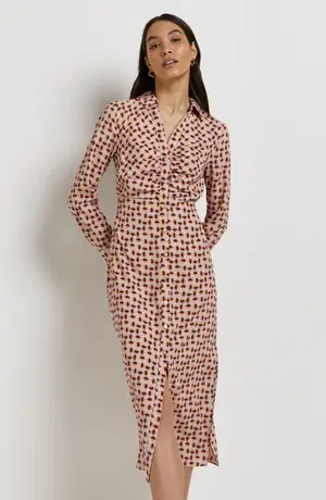 RIVER ISLAND Geometric Print Midi Shirtdress