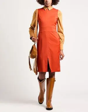 MOORER Midi Dress In Rust Cashmere