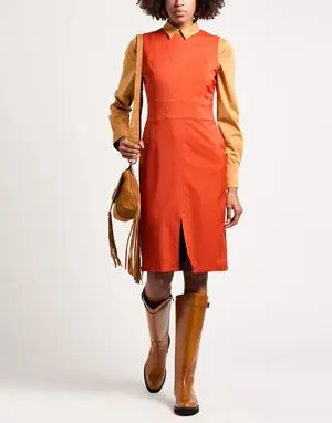 MOORER Midi Dress In Rust Cashmere
