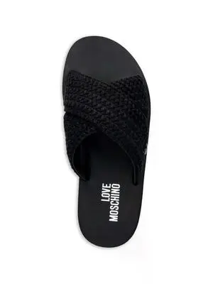 Moschino Woven Crossover Platform Sandals