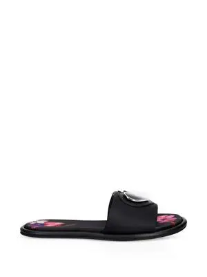 Moschino Floral-print Heart Plaque Flat Sandals